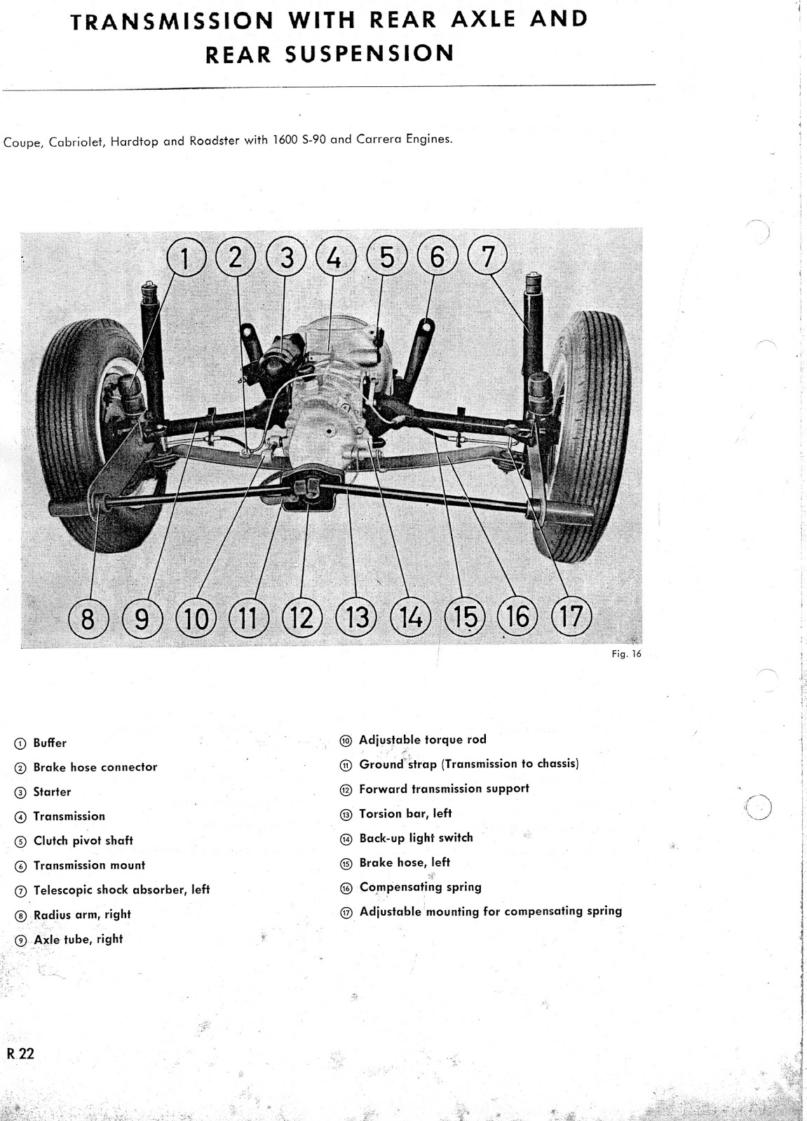 Transmission with rear axle and rear suspension for Porsche-356 with ...