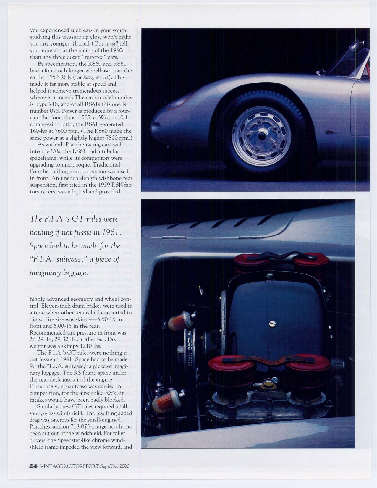 Porsche 718 RS61 Chassis № 075, 1961 (Vintage motorsport mag., 9-10/ ...