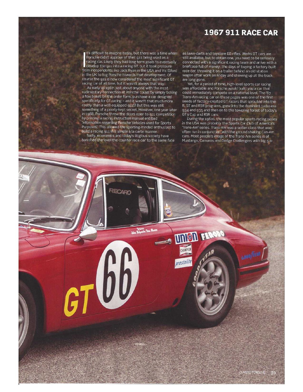 Porsche 911S Trans Am spec., 1967 (Classic porsche mag.) | Porsche cars ...