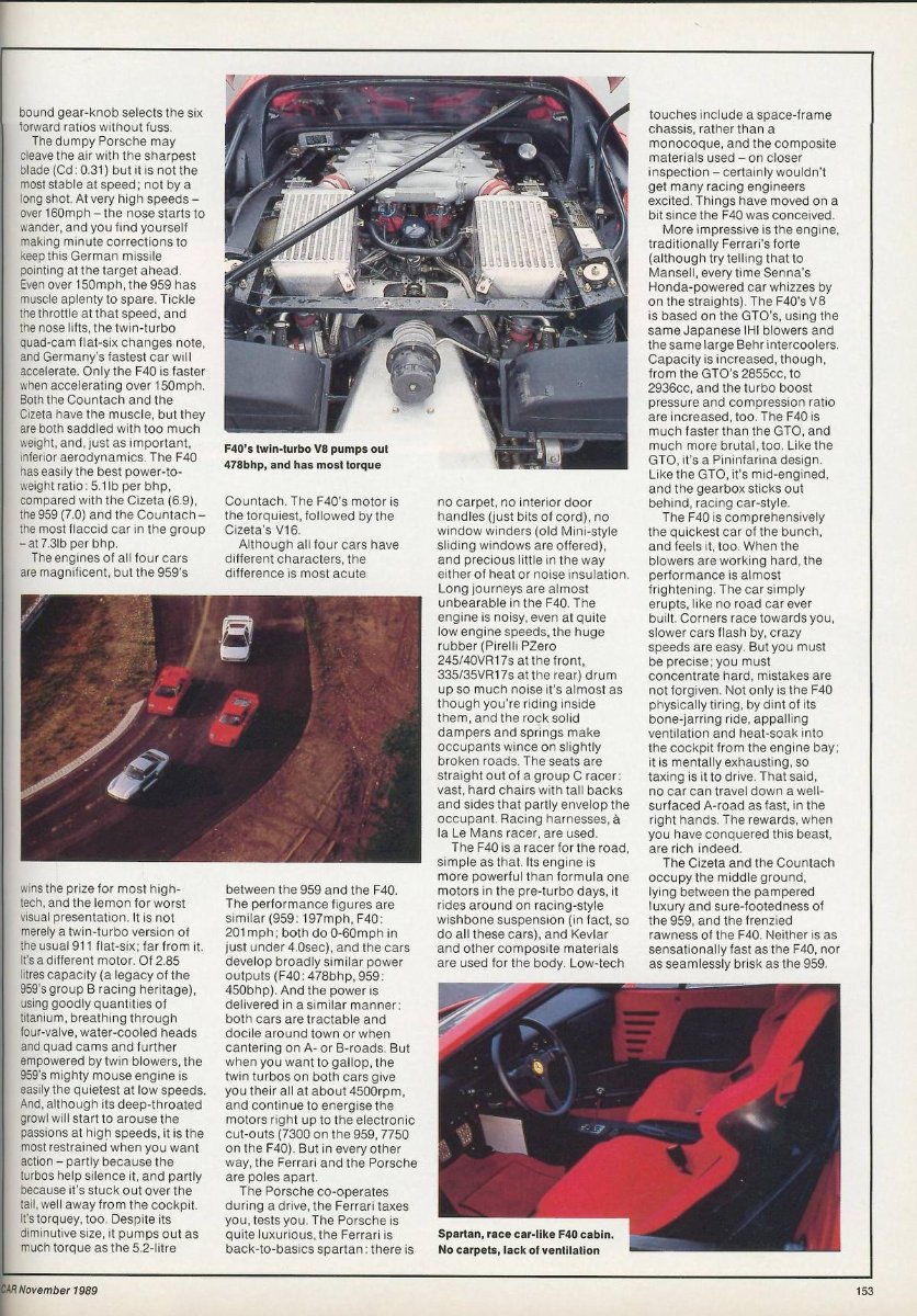 Porsche 959 vs Cizeta V16T vs Ferrari F40 vs Lamborghini Countach (Car ...