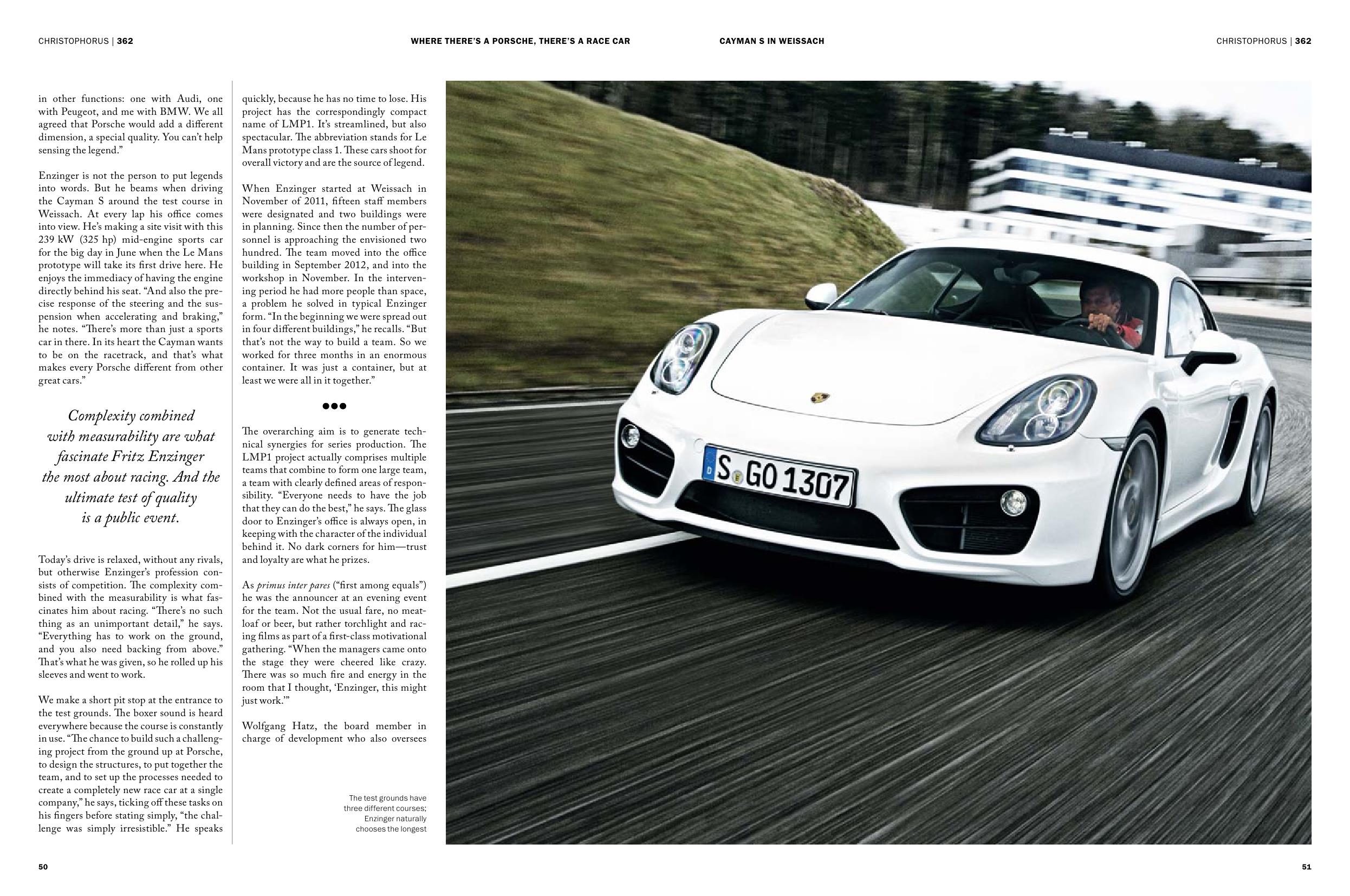 Porsche 981 Cayman S on Weissach track (Christophorus mag.) | Porsche ...