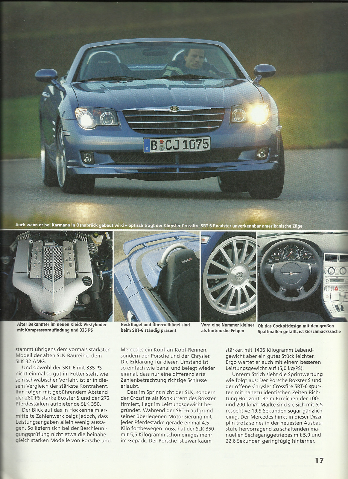 Porsche 987 Boxster S vs Mercedes SLK 350 vs Chrysler Crossfire (Sport ...