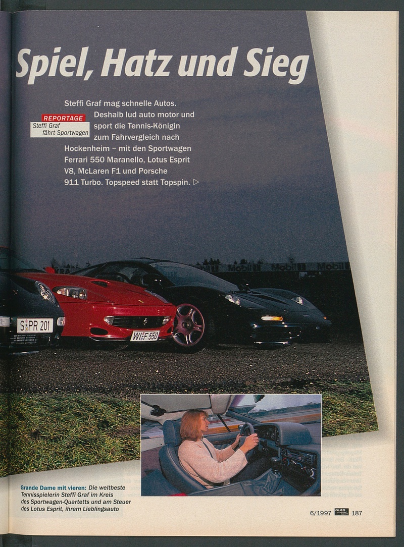 Porsche 993 Turbo & Steffi Graf vs Ferrari 550 Maranello, McLaren F1 ...