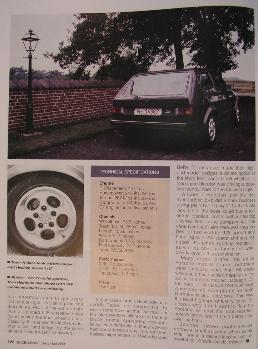 Artz Golf 928 Porsche engine (Excellence mag., 12/2000 | Porsche cars ...