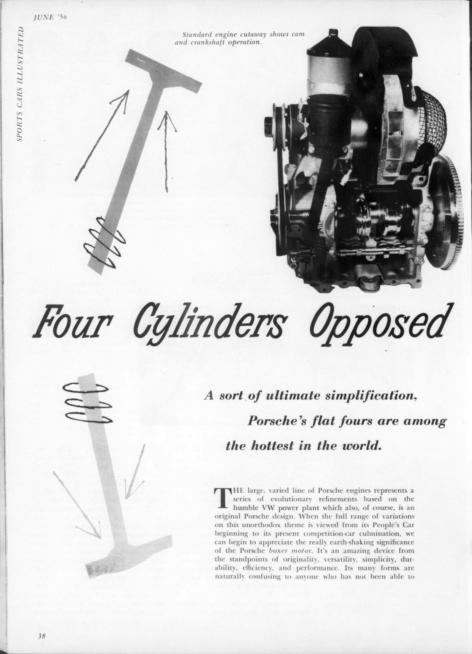 Porsche engine typ 547 (Sports Cars Illustrated mag., 06/1956 ...