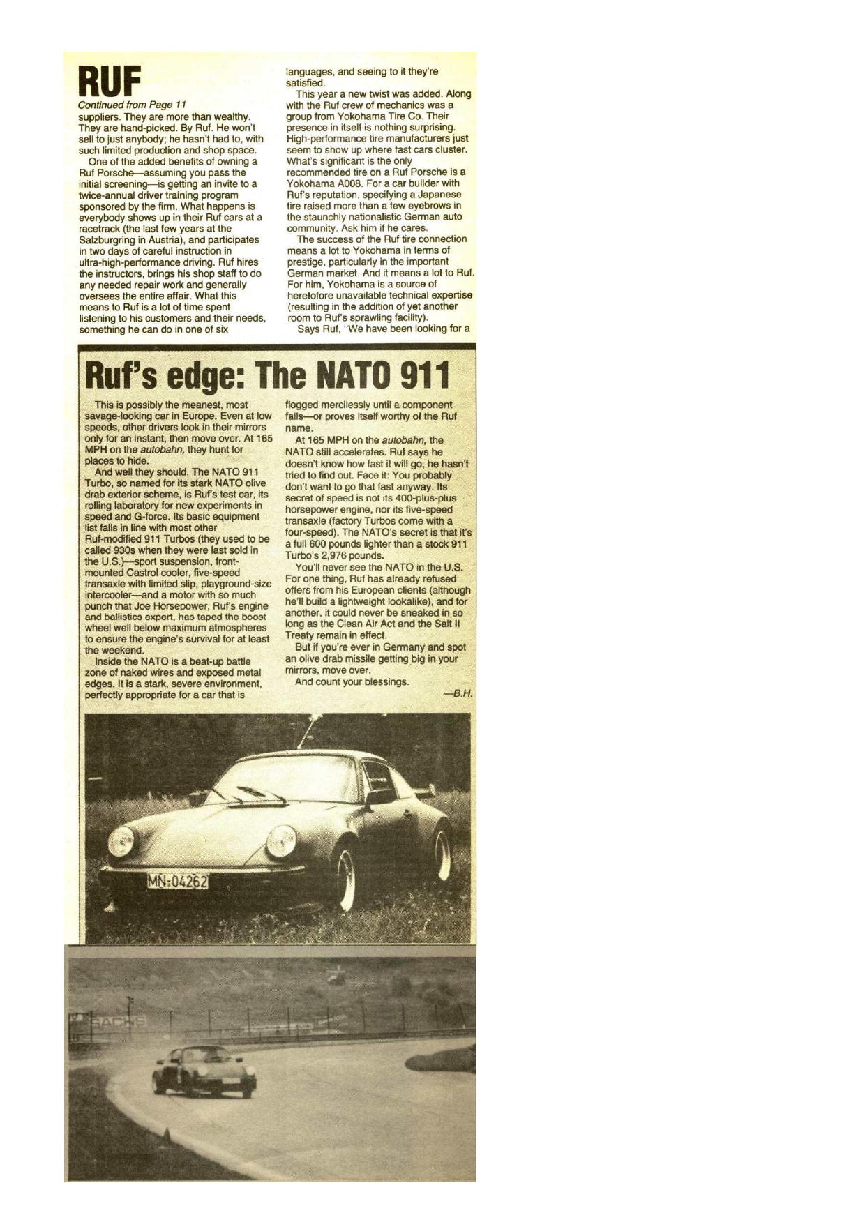 Raising the RUF (Auto Week Mag., 10/1985) | Porsche cars history