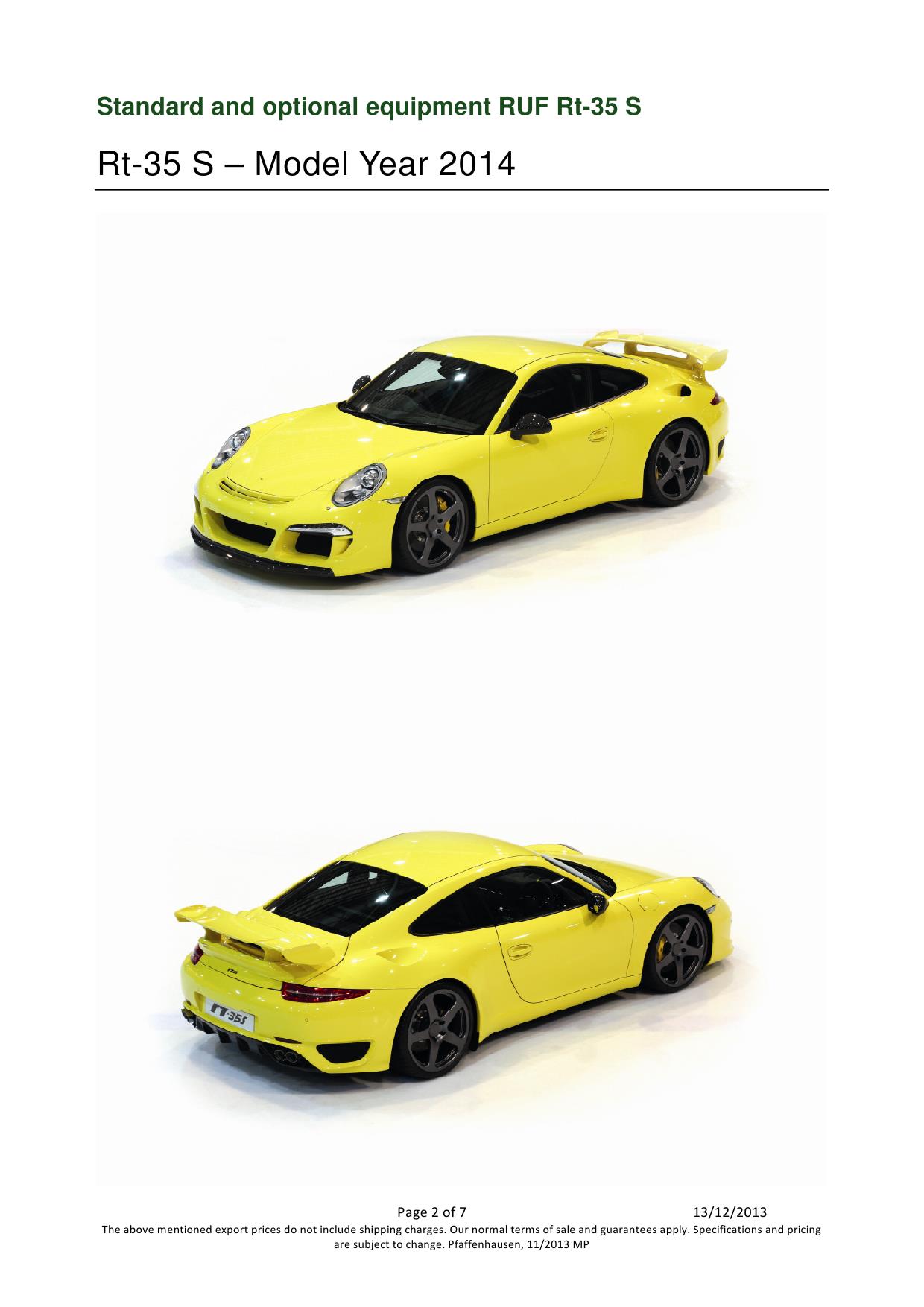 RUF Rt35S specification | Porsche cars history