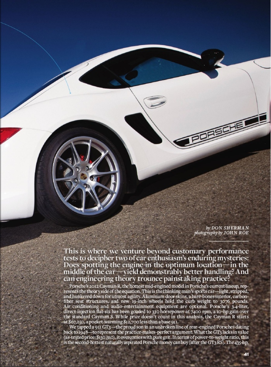 Porsche 997 GT3 Mk2 & Porsche 987C Cayman R (Car and Driver mag., 07/ ...