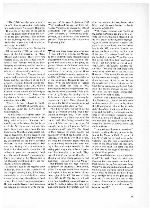 John Wyer (Sports Illustrated mag., 1970) | Porsche cars history