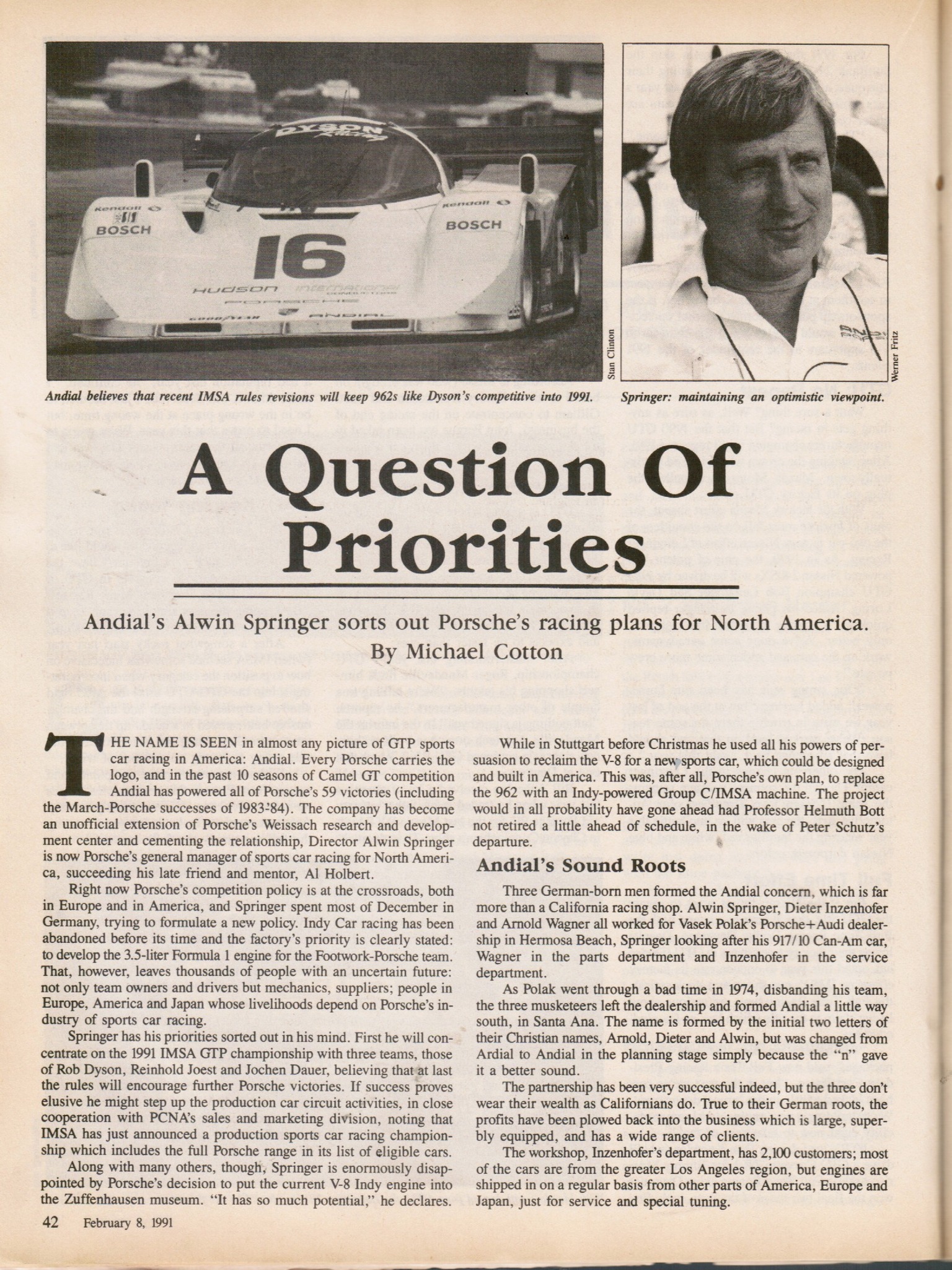 1991, Andial: racing plans (On track mag., 02/1991) | Porsche cars history